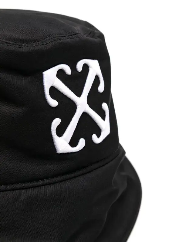 Off-White Embroidered Bucket Hat - Black