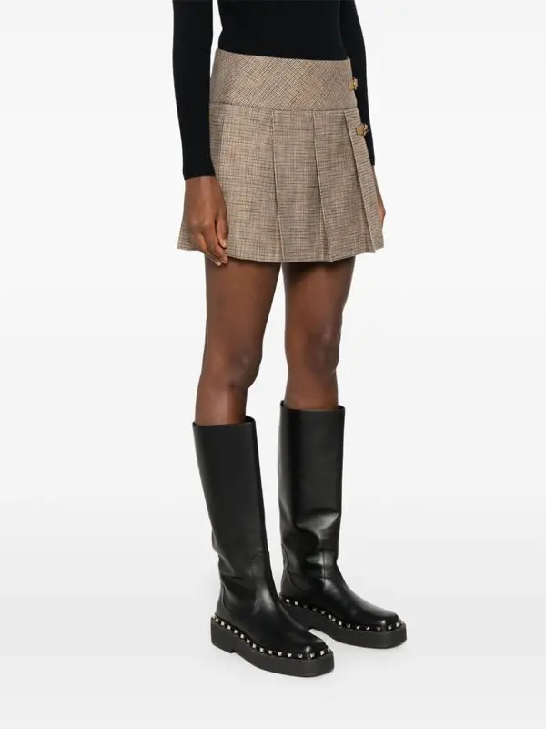 Sandro Houndstooth Pleated Mini Skirt