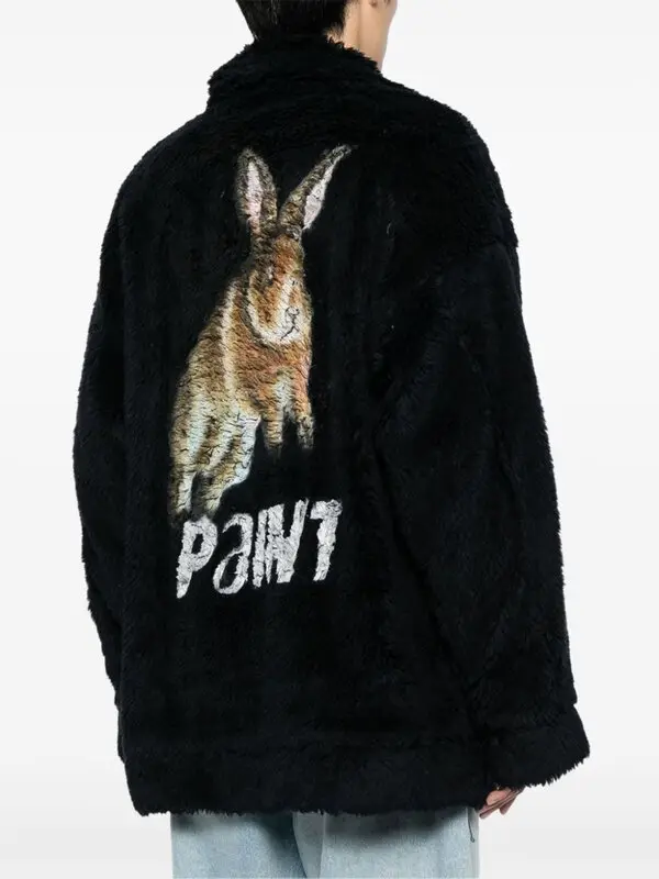 DOUBLET Hand-painted Faux-fur Jacket - Black