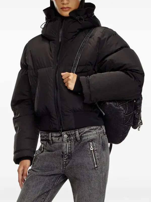 DIESEL® Hooded Quilted Jacket - Black