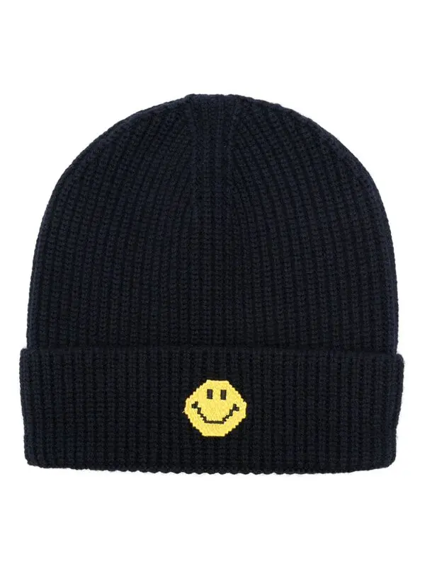 Joshua Sanders Smiley Face-patch Beanie - Blue