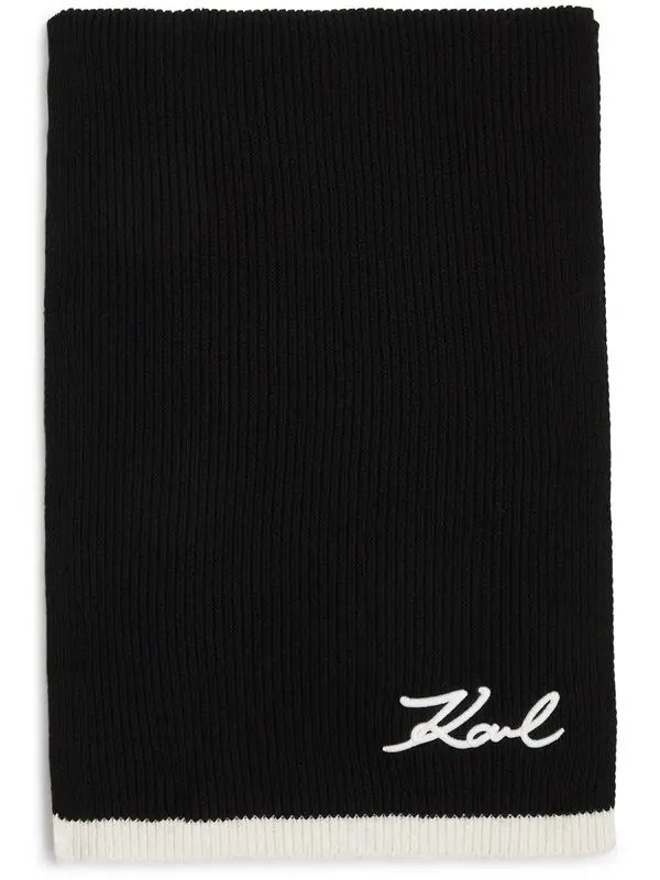 Karl Lagerfeld Signature Knitted Scarf - Black