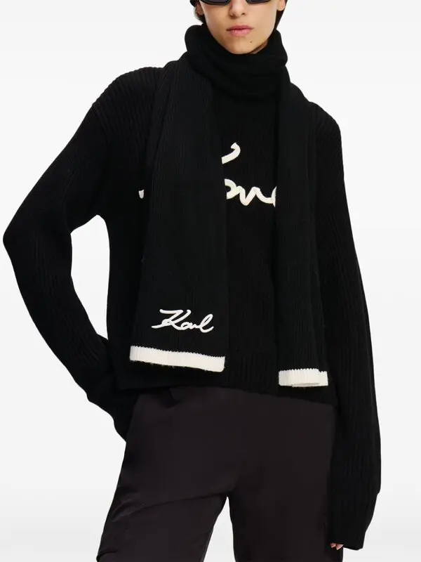 Karl Lagerfeld Signature Knitted Scarf