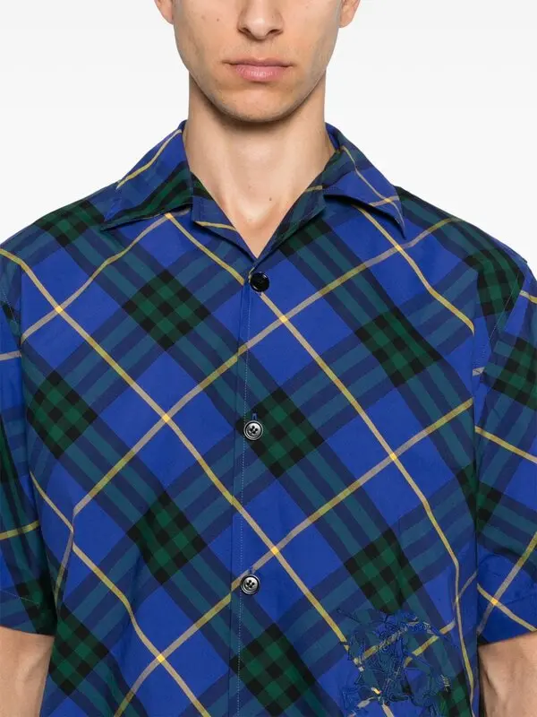Burberry Check Cotton Shirt - Blue