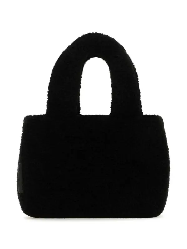 Amina Muaddi Amini Giuly Shearling Tote Bag - Black