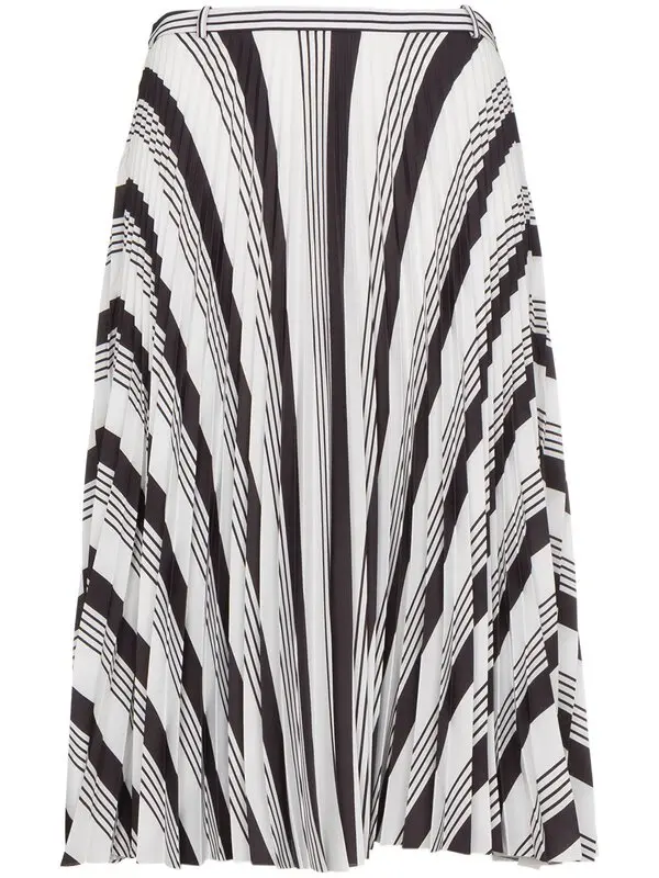 Balenciaga Pleated Midi Skirt With Stripes - White