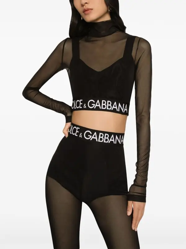 Dolce & Gabbana Roll-neck Tulle Top