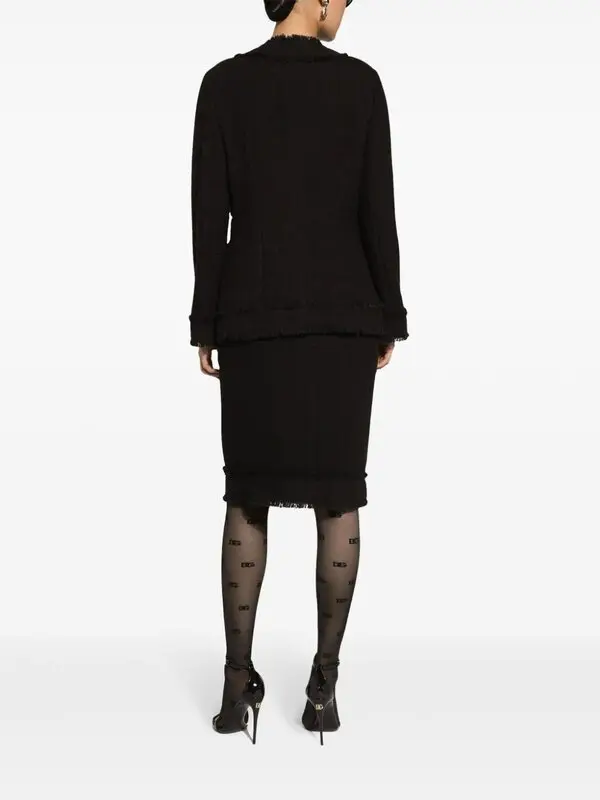 Dolce & Gabbana Dg-plaque Tweed Midi Skirt