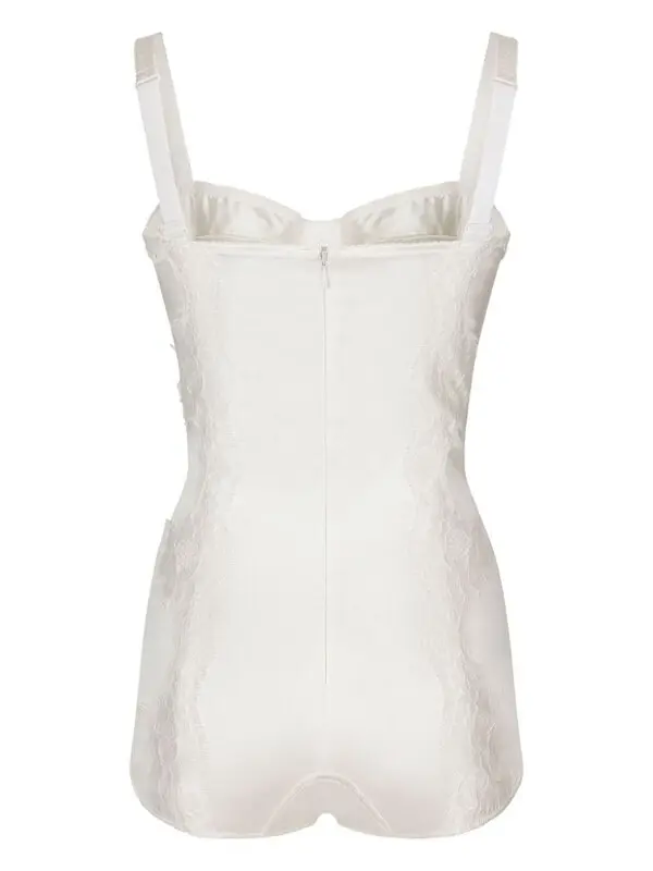 Dolce & Gabbana Lace-panelled Silk-satin Bodysuit - White
