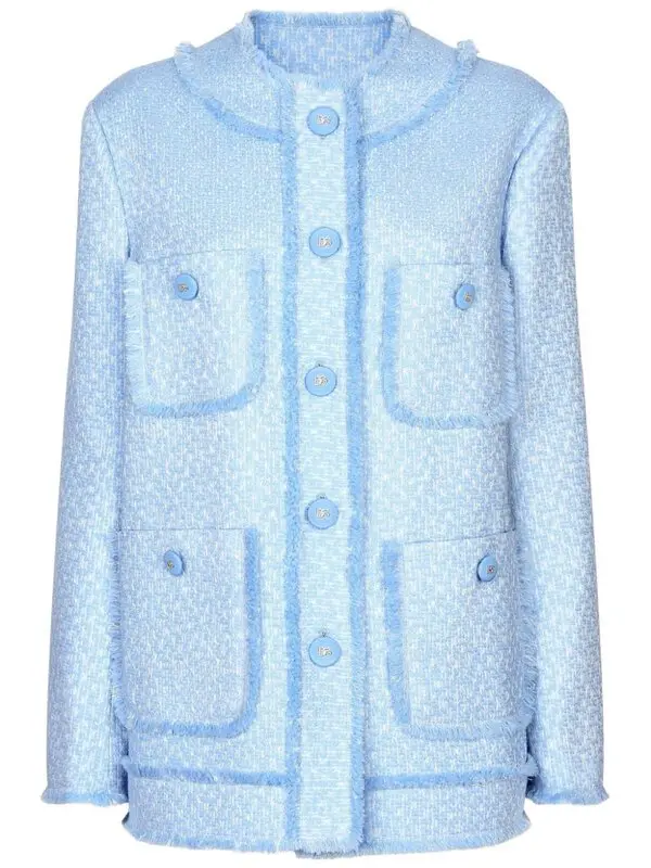 Dolce & Gabbana Frayed Tweed Jacket - Blue