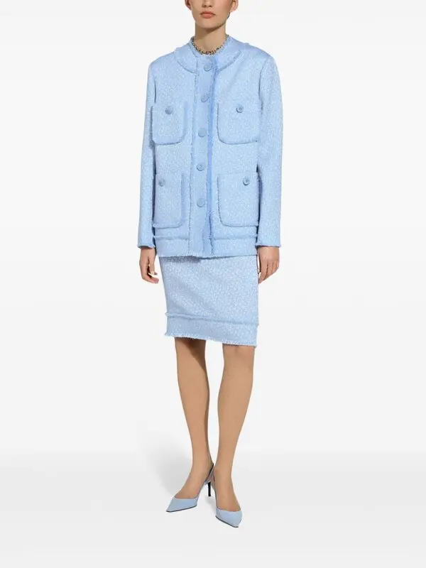 Dolce & Gabbana Frayed Tweed Jacket - Blue