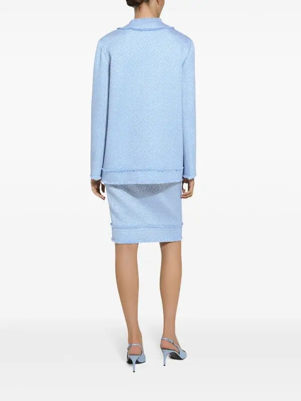 Dolce & Gabbana Frayed Tweed Jacket - Blue