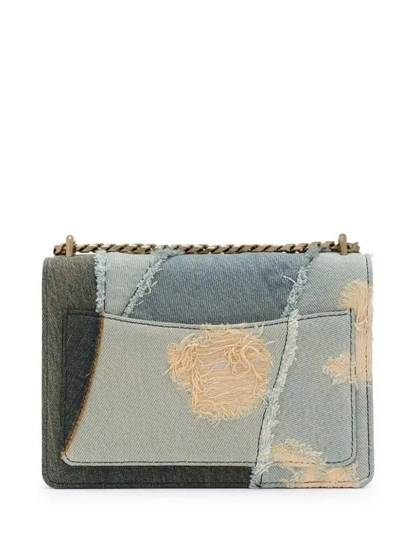 Dolce & Gabbana Logo Plaque Patchwork Cross Body Bag - Blue