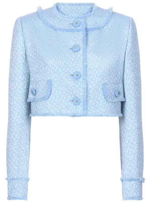 Dolce & Gabbana Dna Frayed Cropped Jacket - Blue