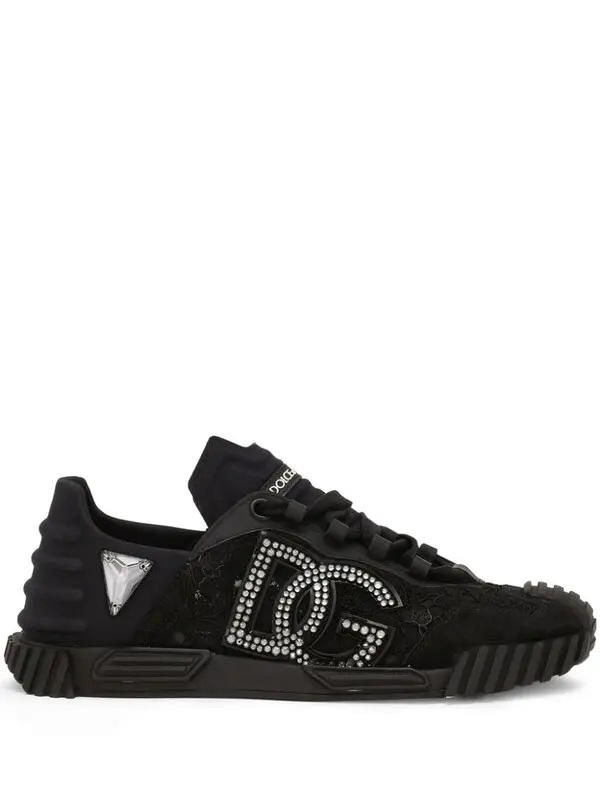 Dolce & Gabbana Logo Embroidered Sneakers - Black