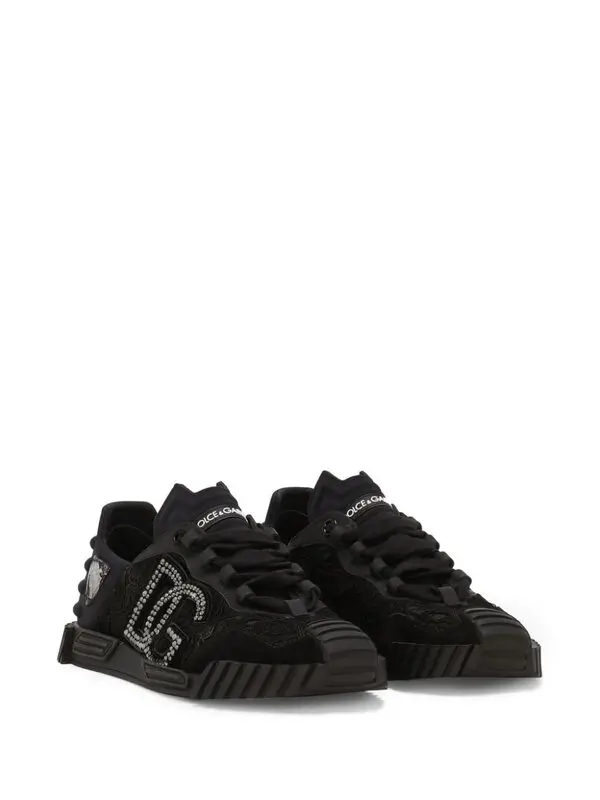 Dolce & Gabbana Logo Embroidered Sneakers - Black