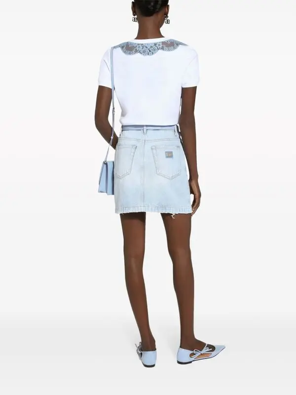Dolce & Gabbana Logo Plaque Denim Mini Skirt - Blue
