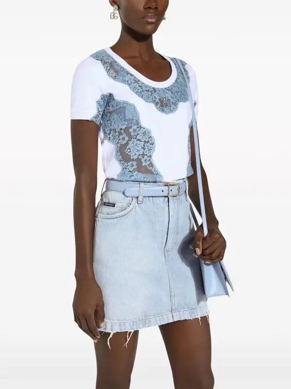 Dolce & Gabbana Logo Plaque Denim Mini Skirt - Blue