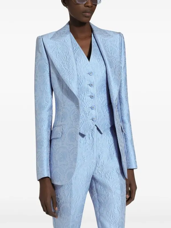 Dolce & Gabbana Floral Motif Blazer - Blue