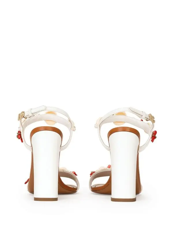 Dolce & Gabbana 105mm Keira Coral-embroidered Sandals - White