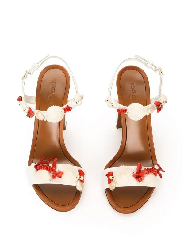 Dolce & Gabbana 105mm Keira Coral-embroidered Sandals - White