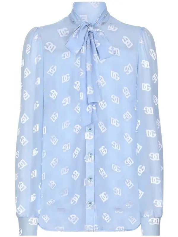 Dolce & Gabbana Monogram Semi-sheer Shirt - White