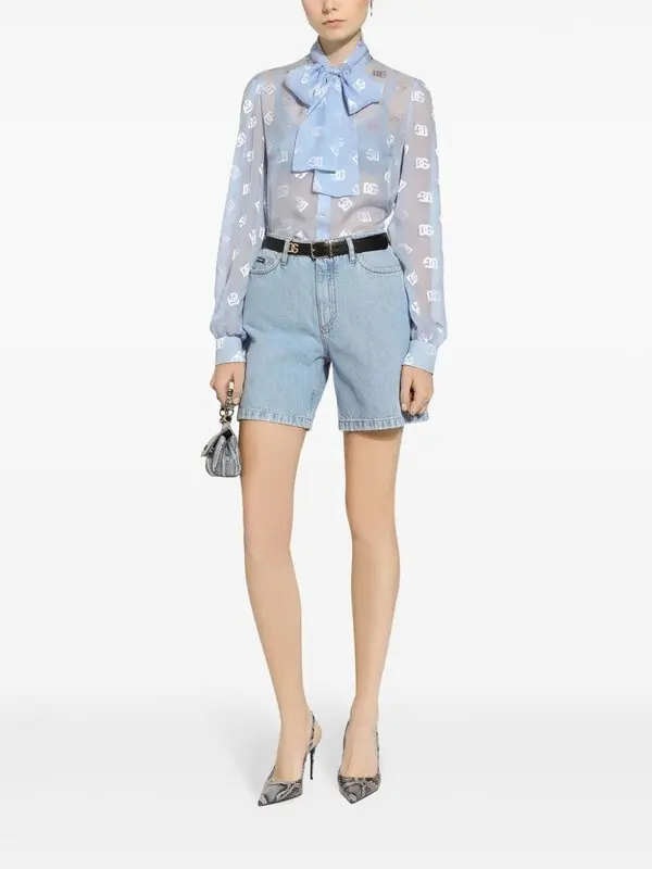 Dolce & Gabbana Monogram Semi-sheer Shirt - White