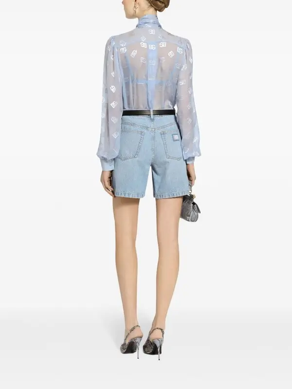 Dolce & Gabbana Monogram Semi-sheer Shirt - White