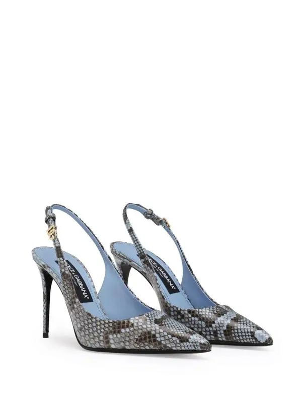 Dolce & Gabbana Dna 90mm Snakeskin-effect Slingback Pumps - Blue