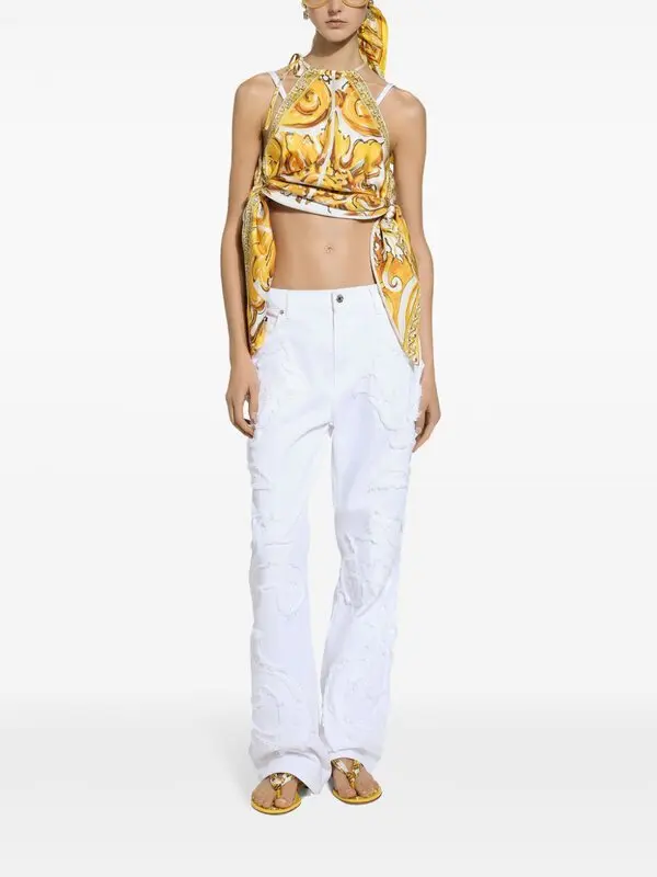 Dolce & Gabbana Logo-patch Boyfriend Jeans - White