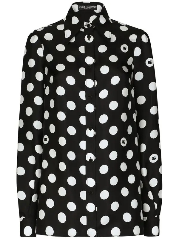 Dolce & Gabbana Polka-dot Silk Twill Shirt - Black