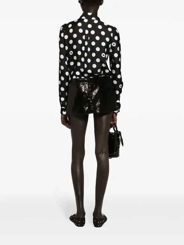 Dolce & Gabbana Polka-dot Silk Twill Shirt - Black