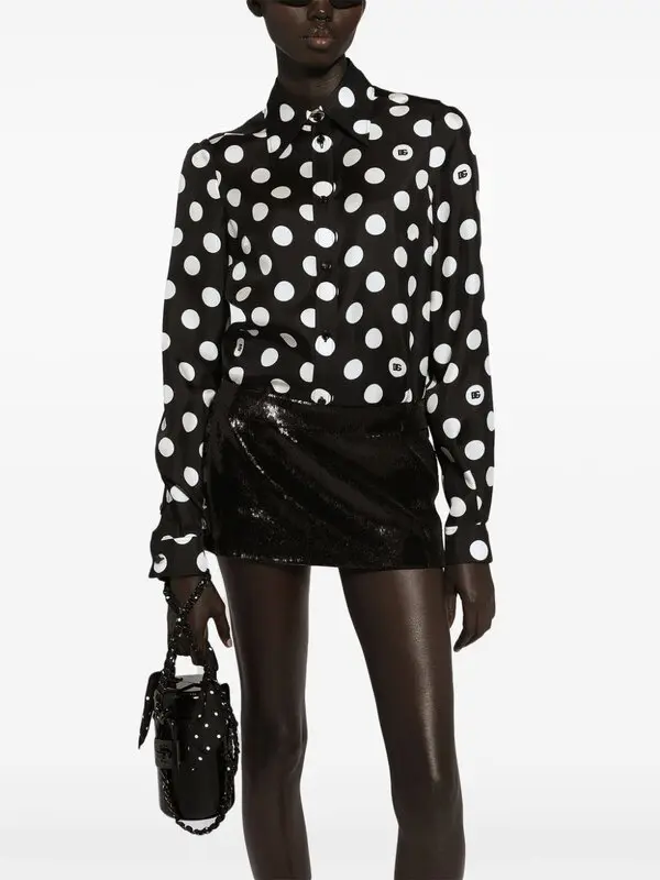 Dolce & Gabbana Polka-dot Silk Twill Shirt - Black