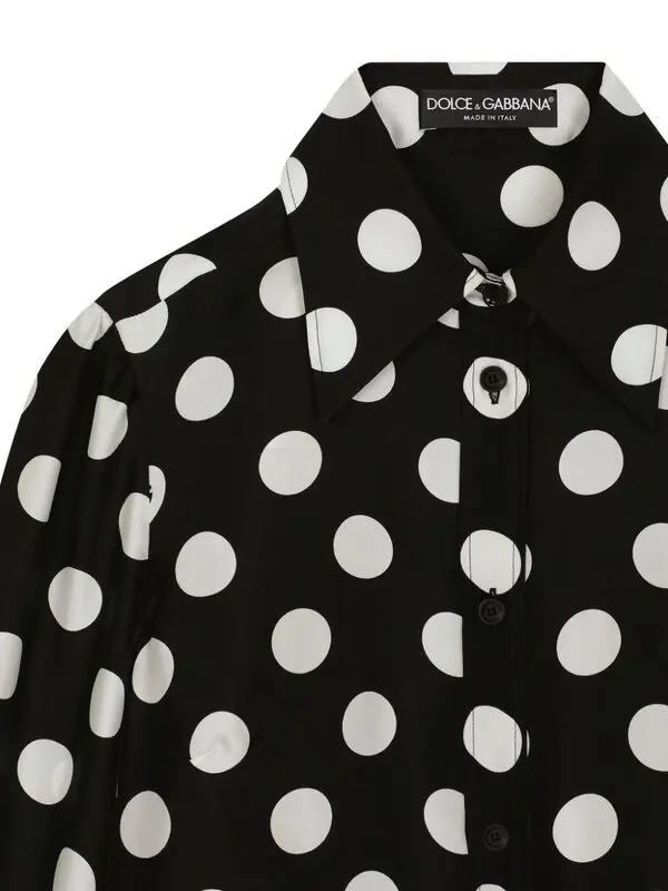 Dolce & Gabbana Polka-dot Silk Twill Shirt - Black