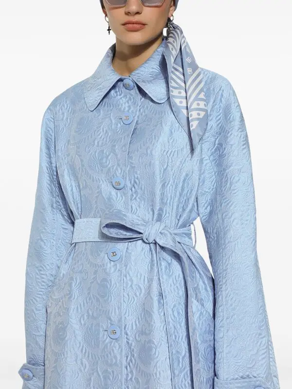 Dolce & Gabbana Dna Single-breasted Brocade Coat - Blue