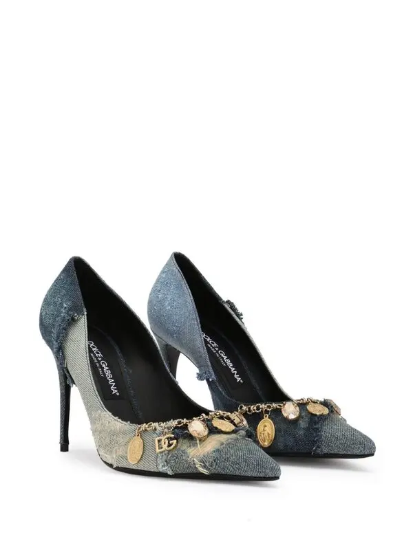 Dolce & Gabbana Charm-embellished Denim Pumps