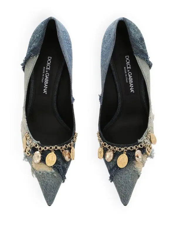 Dolce & Gabbana Charm-embellished Denim Pumps