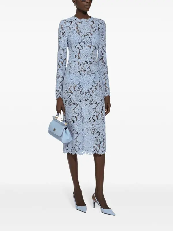 dolce and gabbana blue lace dress Dolce & Gabbana Dna Cordonetto Lace Sheath Dress In Blue - 45% Off