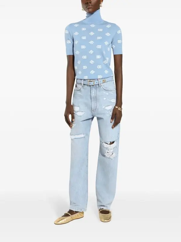 Dolce & Gabbana Distressed Straight-leg Jeans
