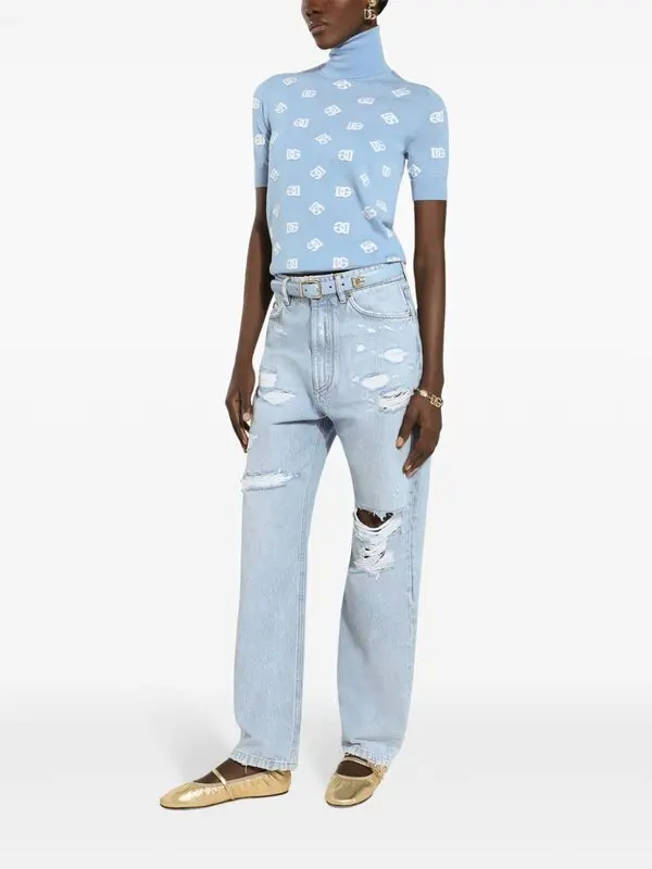 Dolce & Gabbana Distressed Straight-leg Jeans