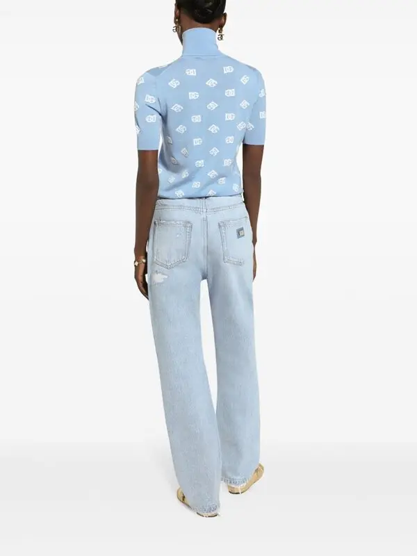 Dolce & Gabbana Distressed Straight-leg Jeans