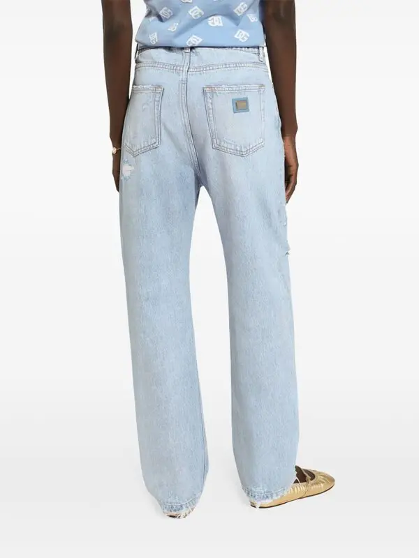 Dolce & Gabbana Distressed Straight-leg Jeans