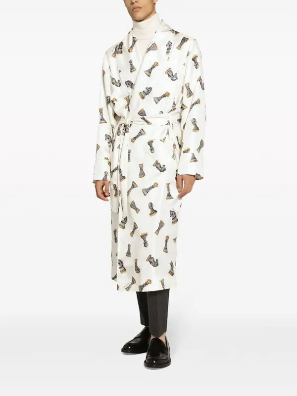 Dolce & Gabbana Graphic-print Silk Bathrobe - White