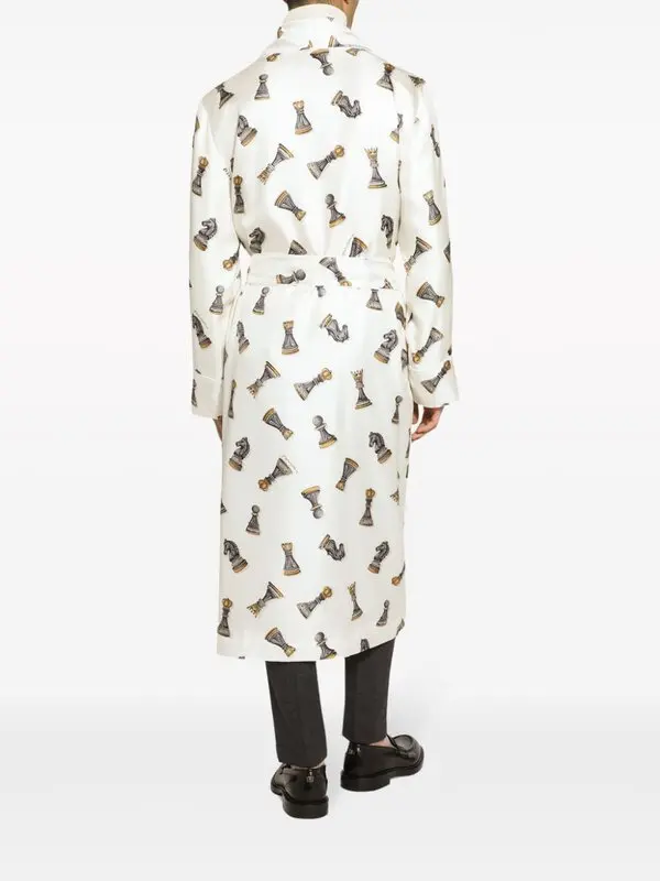 Dolce & Gabbana Graphic-print Silk Bathrobe - White