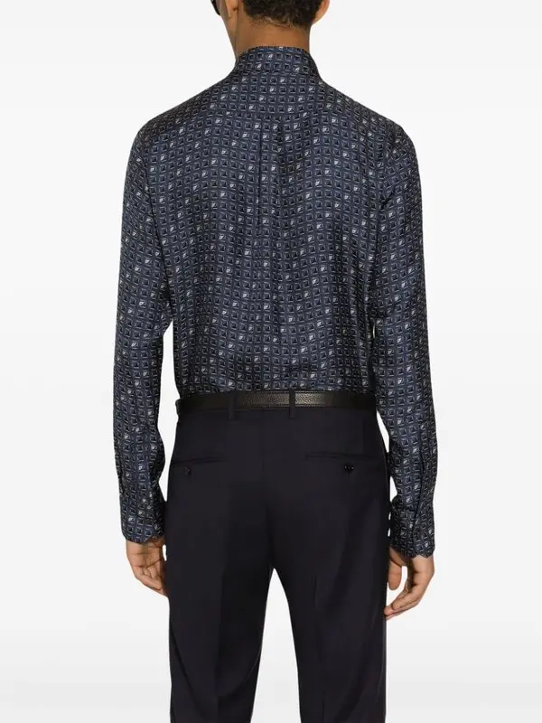 Dolce & Gabbana Geometric-print Silk Shirt - Blue