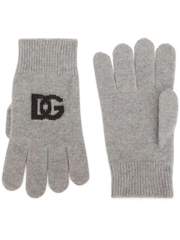 Dolce & Gabbana Logo-intarsia Cashmere Gloves - Grey