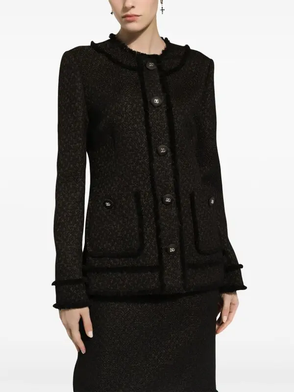 Dolce & Gabbana Single-breasted Raschel Tweed Jacket - Black