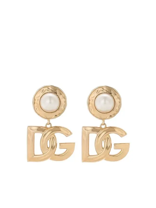 Dolce & Gabbana Logo-pendant Clip-on Earrings - Gold