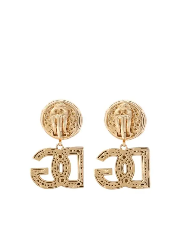 Dolce & Gabbana Logo-pendant Clip-on Earrings - Gold