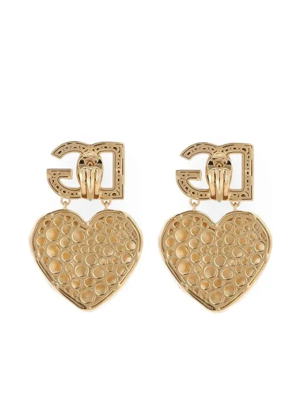 Dolce & Gabbana Heart Pendant Drop Earrings - Gold